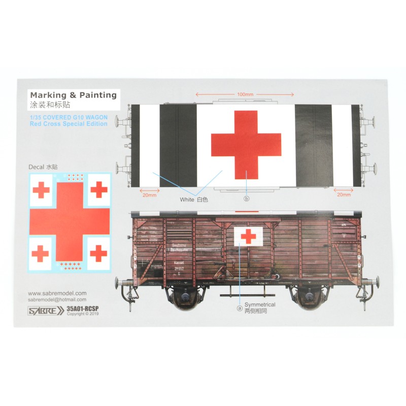 German Railway Covered G10 Wagon - Red Cross - Sabre (1/35)